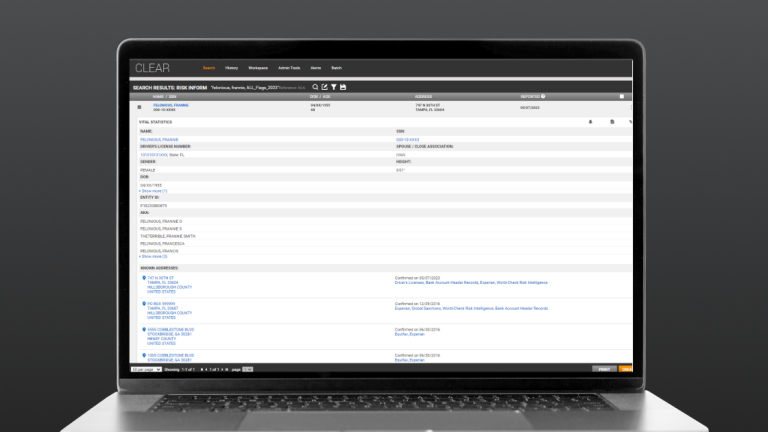 CLEAR Risk Inform - Risk Assessment Tool | Thomson Reuters