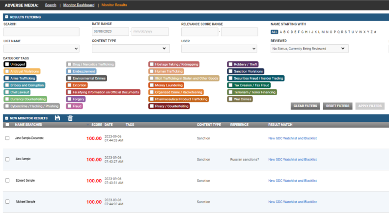 search and screening